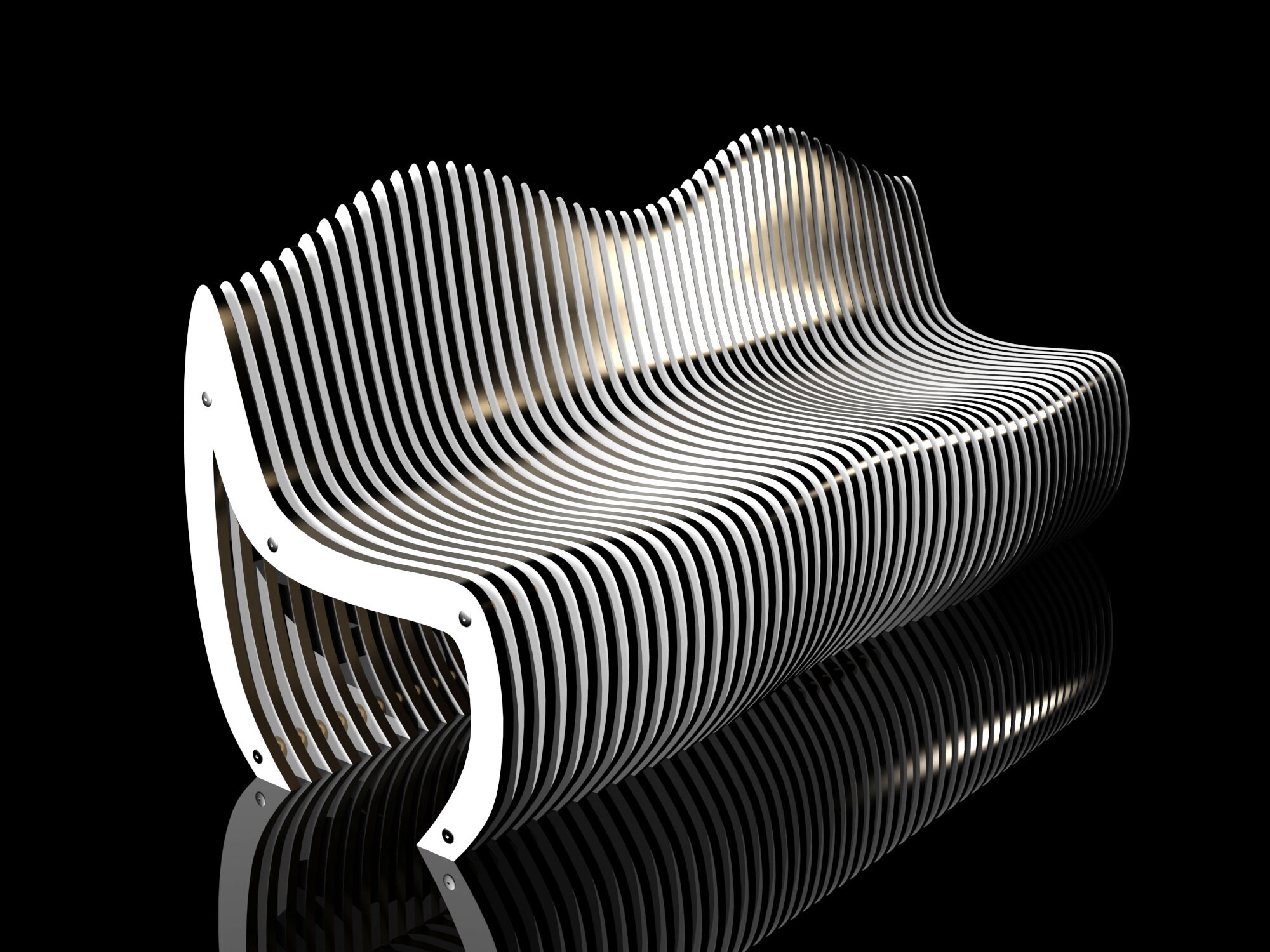 Parametric Bench Wave Design Digital Files for CNC Cutting - Unlock ...