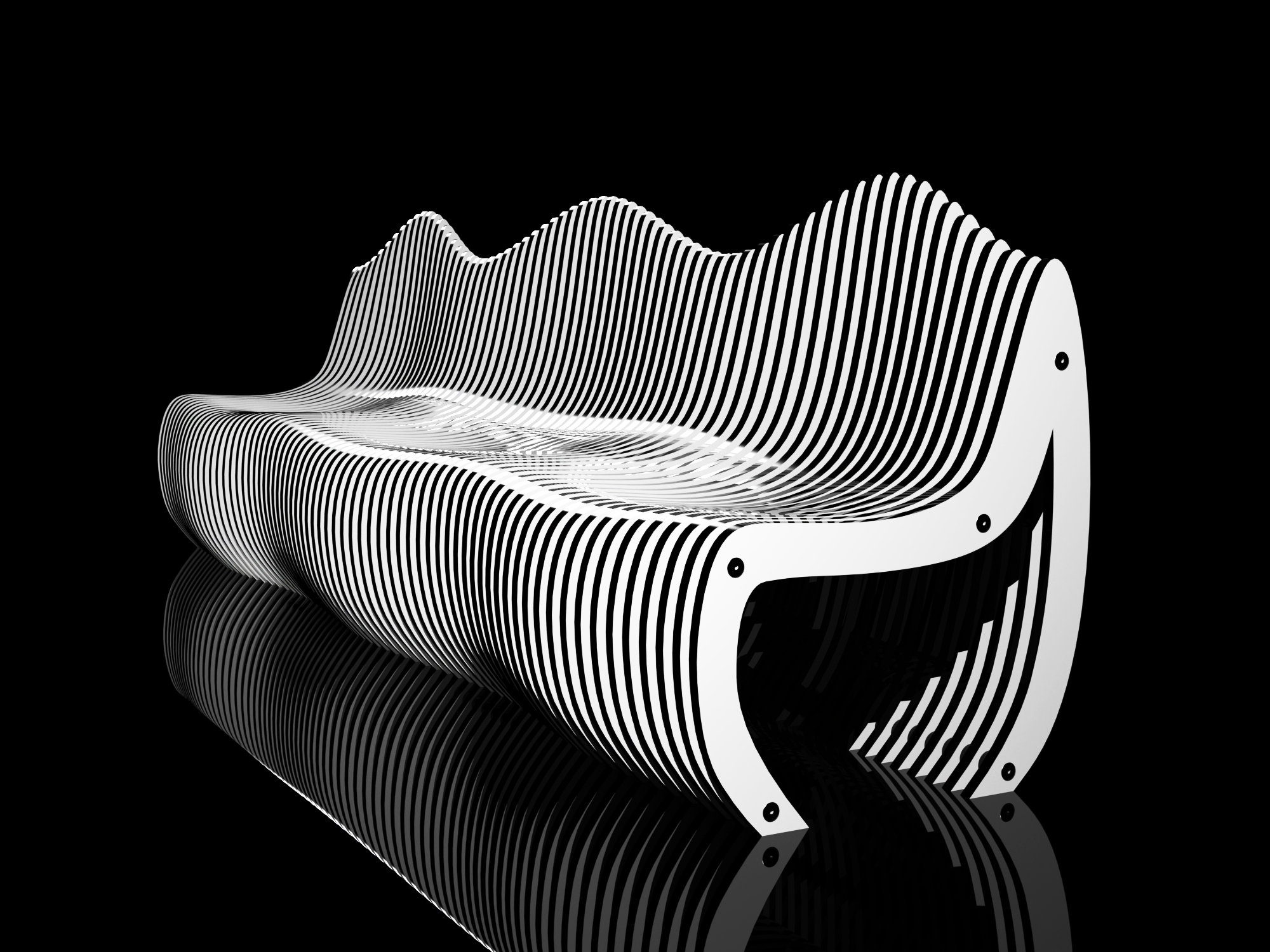 Parametric Bench Wave Drawing Files for CNC Router - DIY Furniture ...