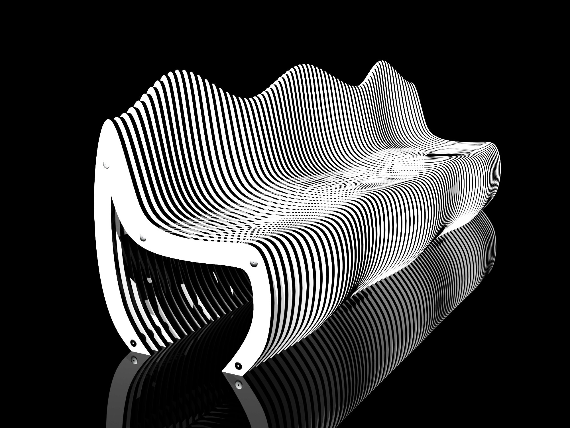 Parametric Bench Wave Drawing Files for CNC Router - DIY Furniture ...