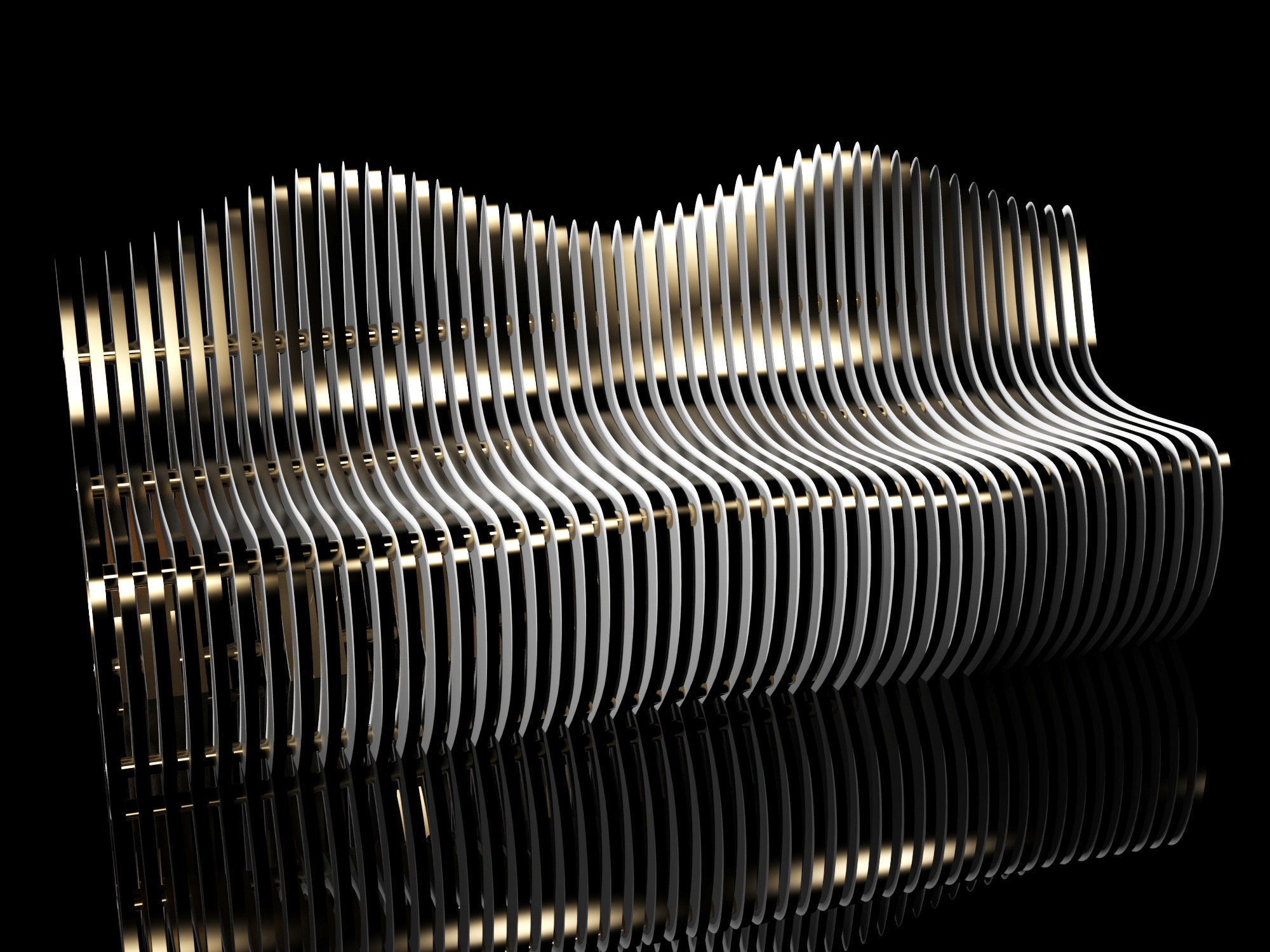 Parametric Bench Wave Design Digital Files for CNC Cutting - Unlock ...