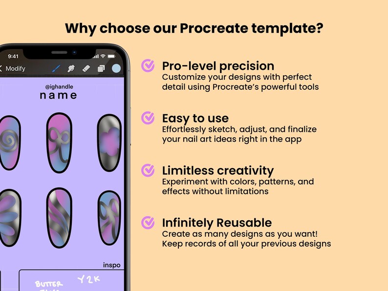 Procreate Round Nail Art Template: Nail Tech Planner (digital Download ...