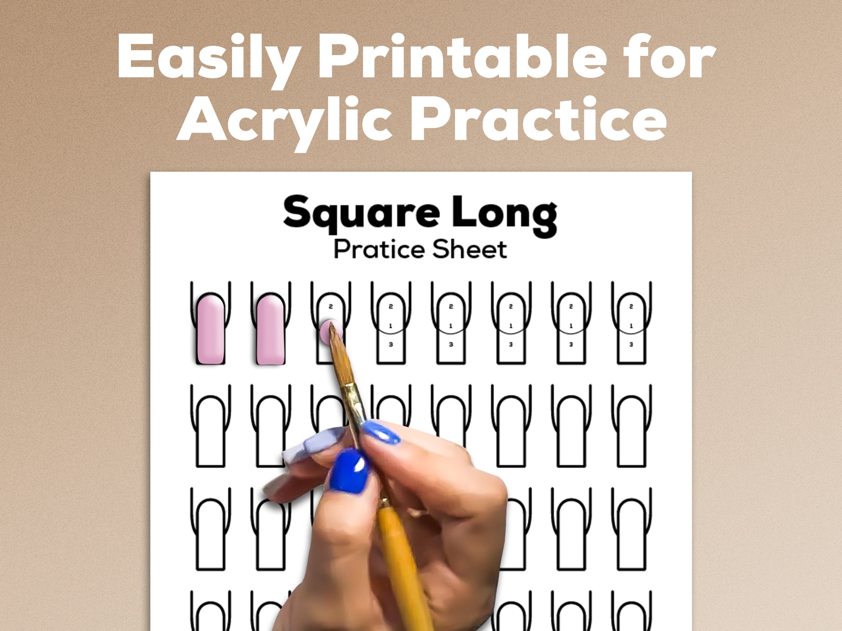Square Nail Artist Practice Pages Practice Nail Art Sheet - Etsy