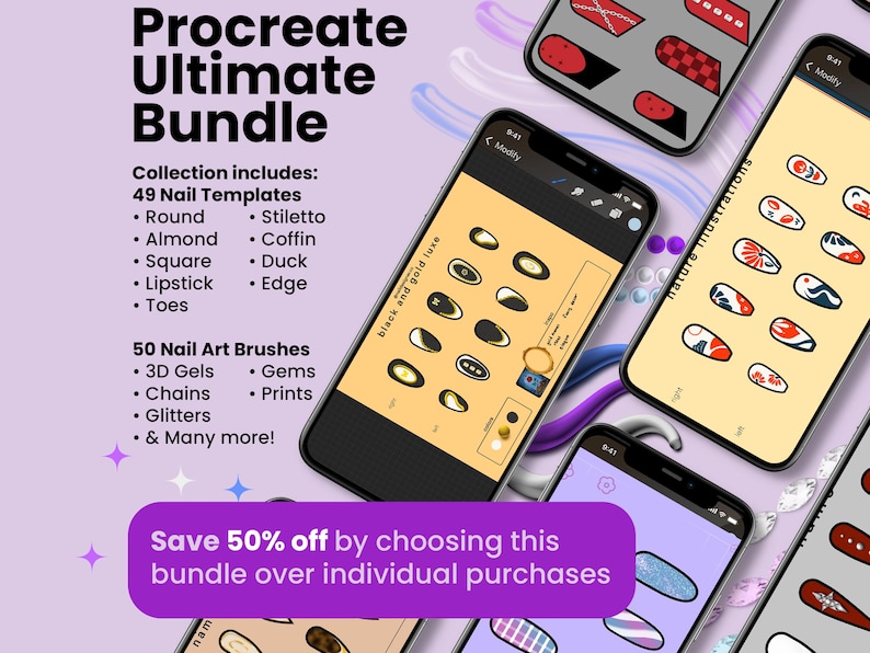 Ultimate Procreate Nail Art Pack, Nail Art Brushes, Nail Design ...