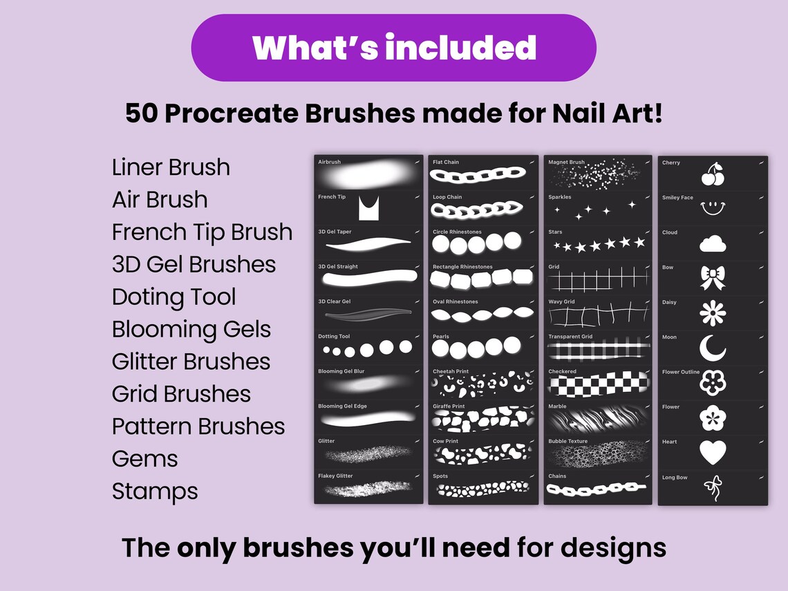 Ultimate Procreate Nail Art Pack, Nail Art Brushes, Nail Design ...