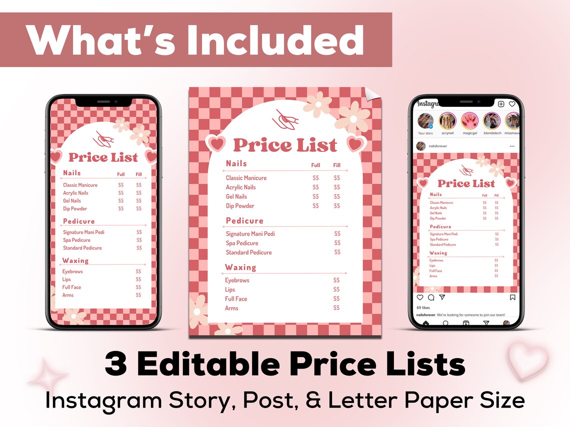 Price List Template, IG Price List, Bundle Price List Flyer, Pedicure ...