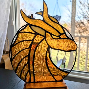 Dragon Stained Glass Pattern, Fantasy Themed Stained Glass Pattern ...