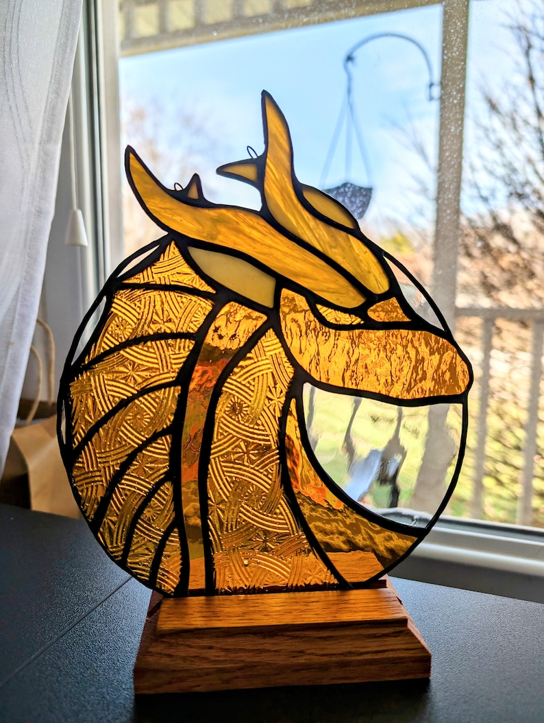 Dragon Stained Glass Pattern, Fantasy Themed Stained Glass Pattern ...