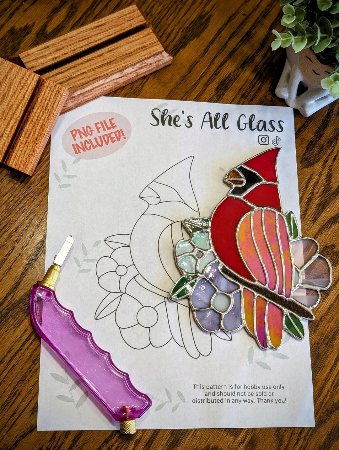 Cardinal Stained Glass Pattern - Digital Download Stained Glass Pattern ...