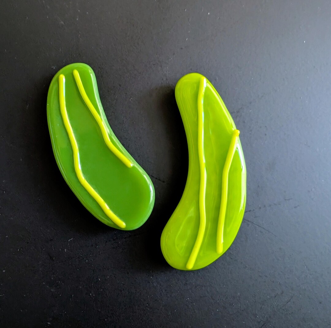 Fused Glass Magnet Set - Pickles Magnet Set - Fused Glass Decor - Small ...