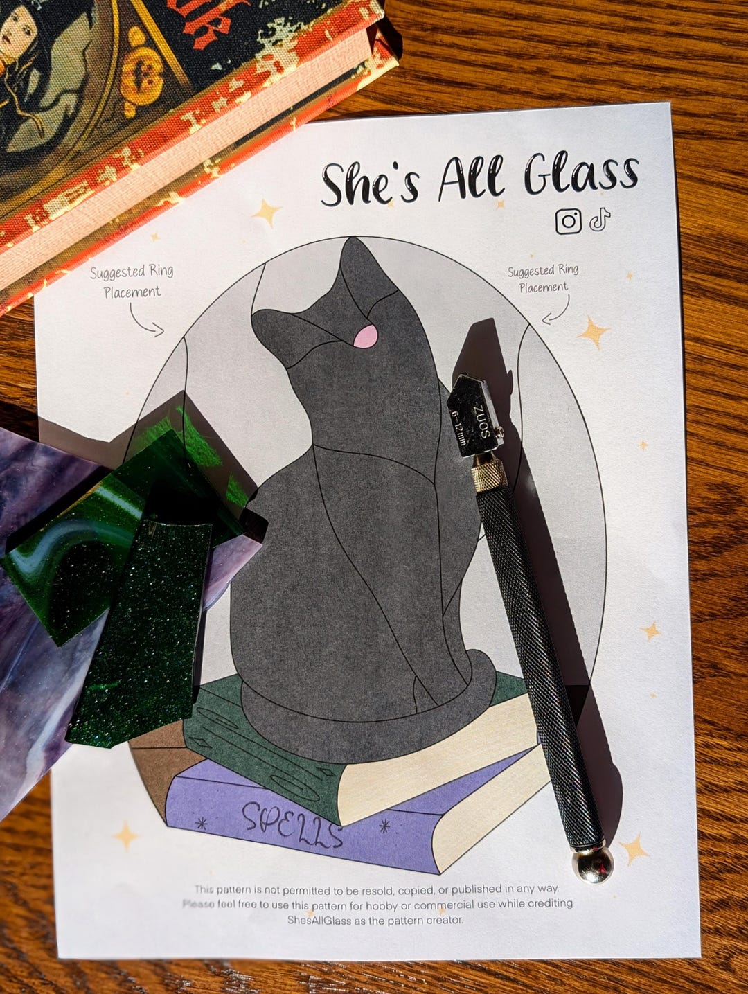 Spooky Cat Stained Glass Pattern - PNG and PDF File Included ...