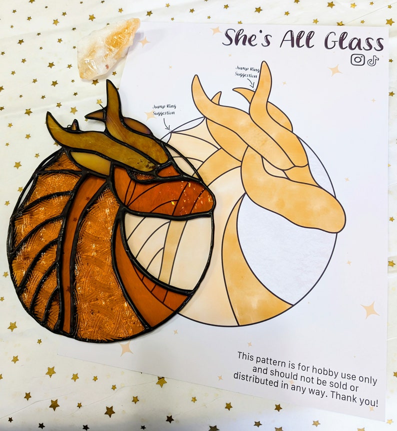 Dragon Stained Glass Pattern, Fantasy Themed Stained Glass Pattern ...