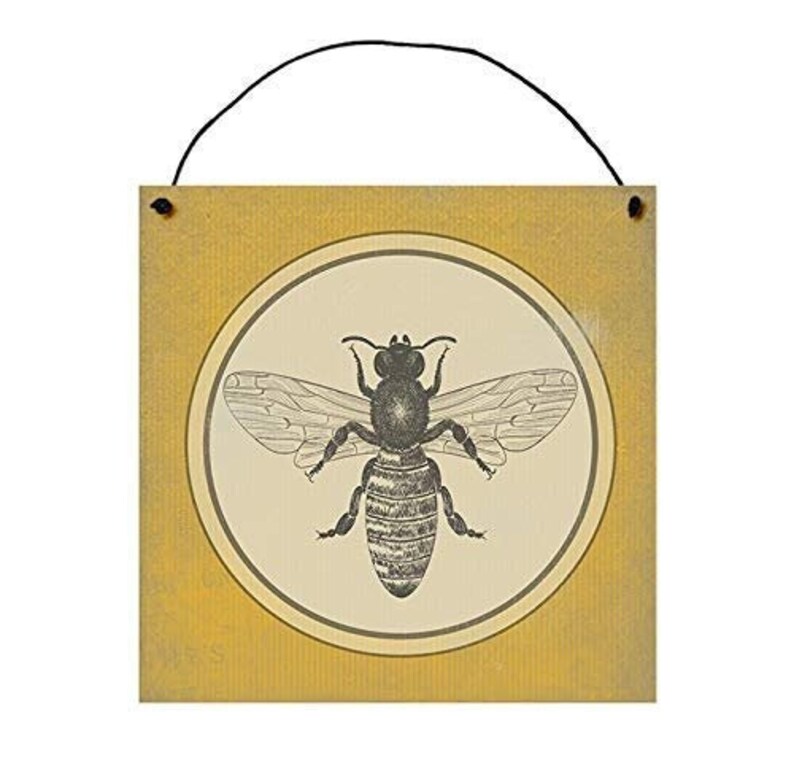 Vintage Style Honey Bee MDF Wood Sign Farmhouse Bee Home Decor Local ...