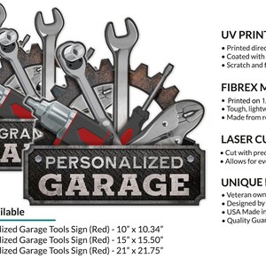 Garage Toolbox Cutout MDF Wood Sign Select Color & Size Personalize ...