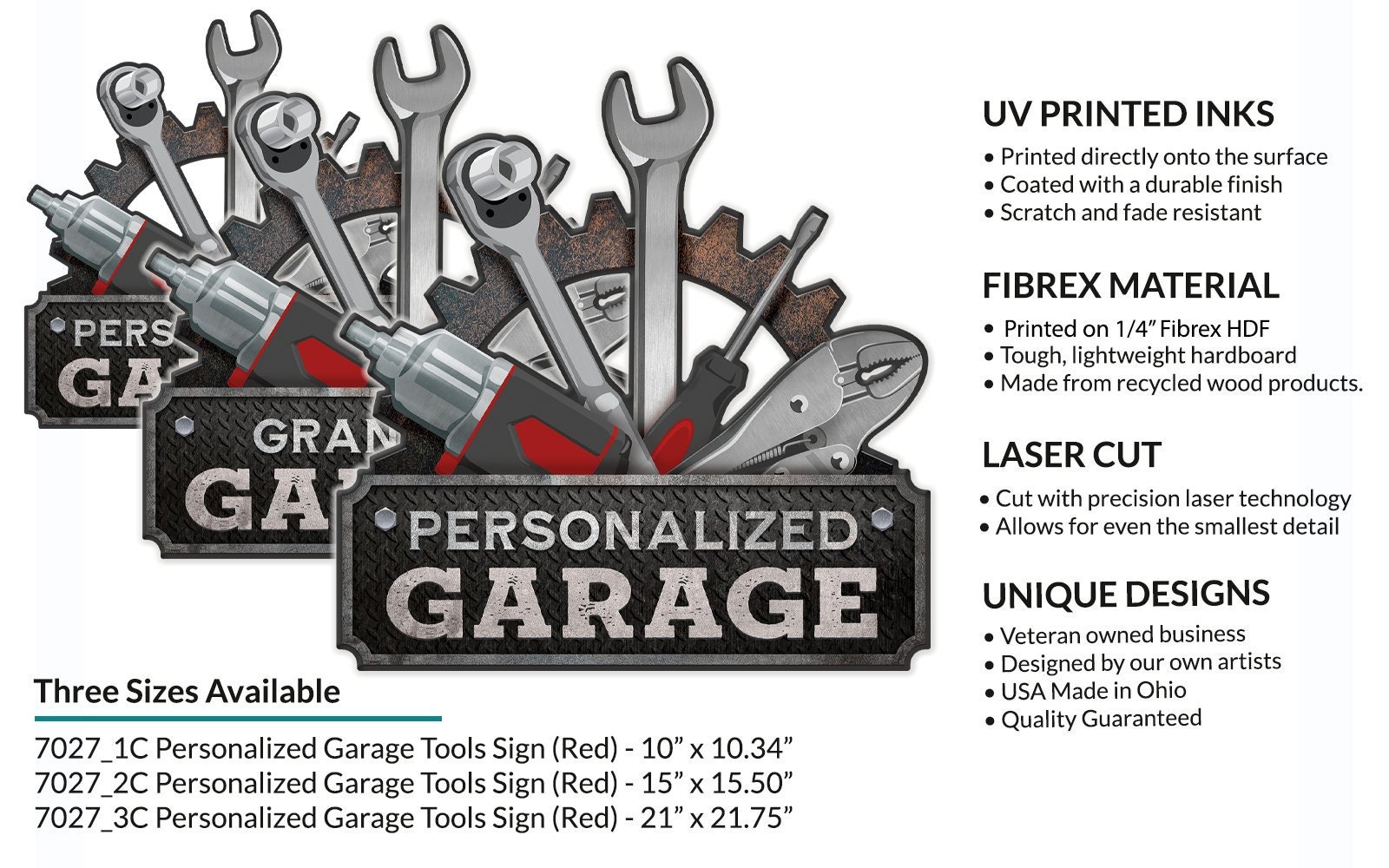 Garage Toolbox Cutout MDF Wood Sign Select Color & Size Personalize ...