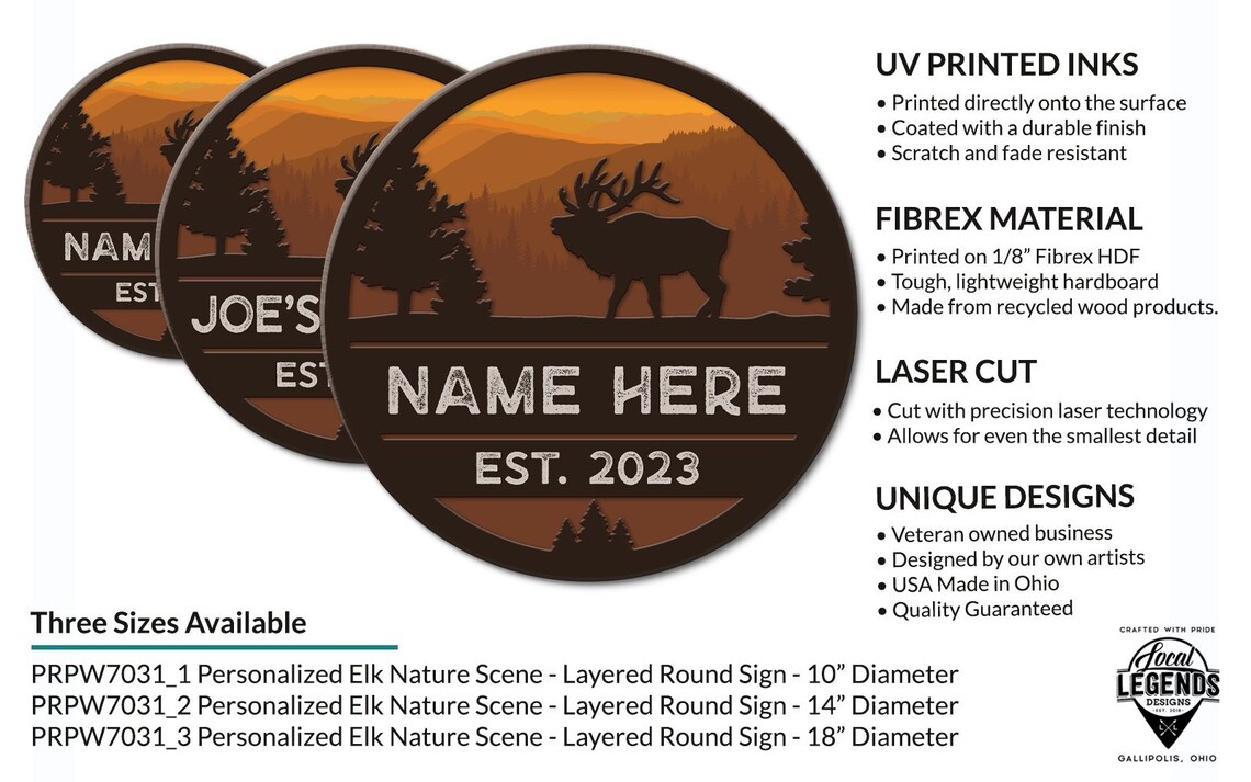 Elk in the Woods Layered MDF Wood Sign Custom 3D Round Door - Etsy