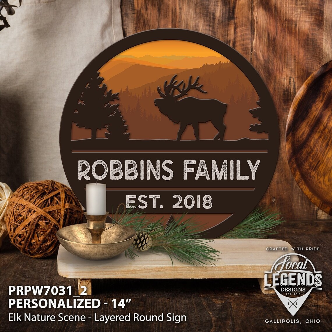 Elk in the Woods Layered MDF Wood Sign Custom 3D Round Door - Etsy