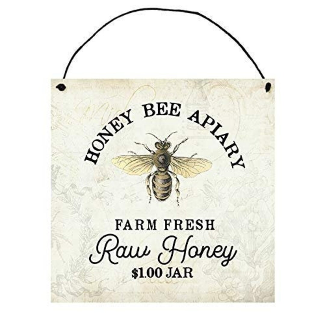 Honey Bee Apiary MDF Wood Sign Elegant Farmhouse Honey Bee Home Decor ...
