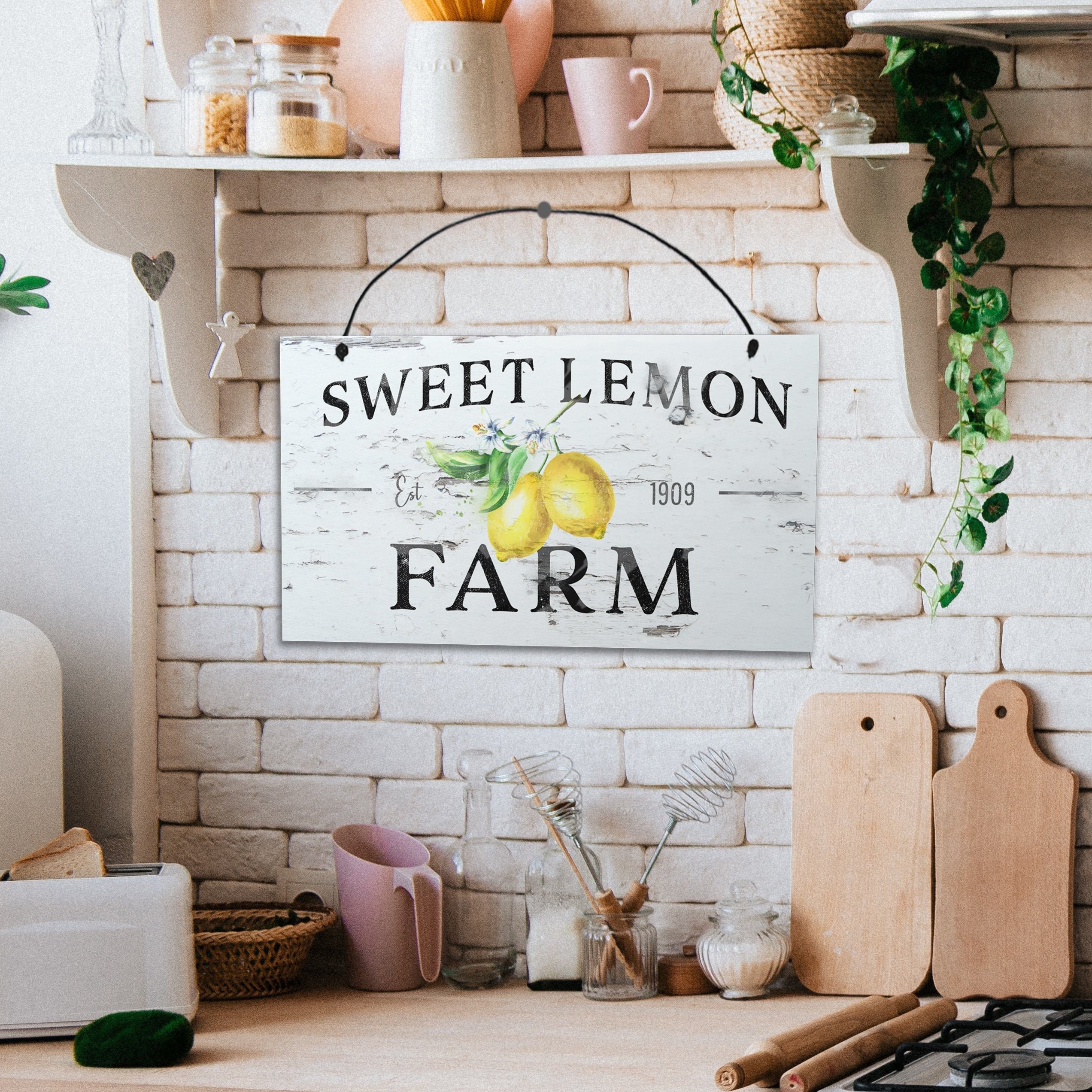 Sweet Lemon Farm MDF Wood Sign Rustic Farmhouse Lemon Home Decor Local ...