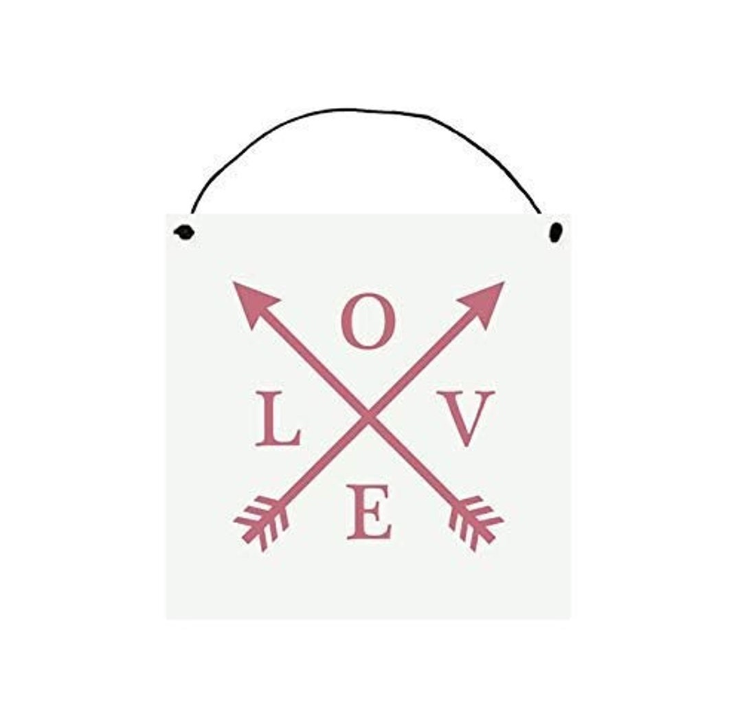 Love Crossed Arrows MDF Wood Hanging Sign Valentines Day Gift or ...