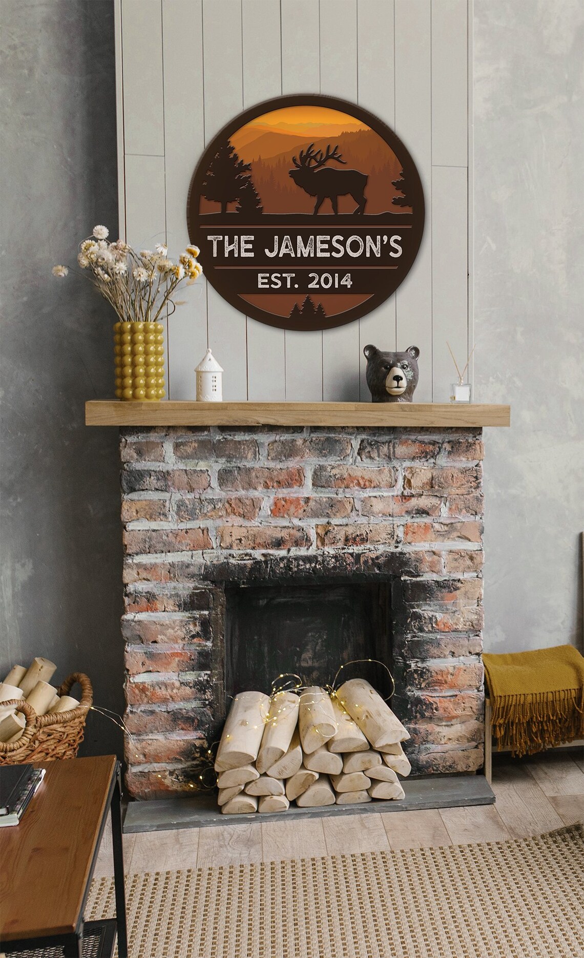 Elk in the Woods Layered MDF Wood Sign Custom 3D Round Door - Etsy