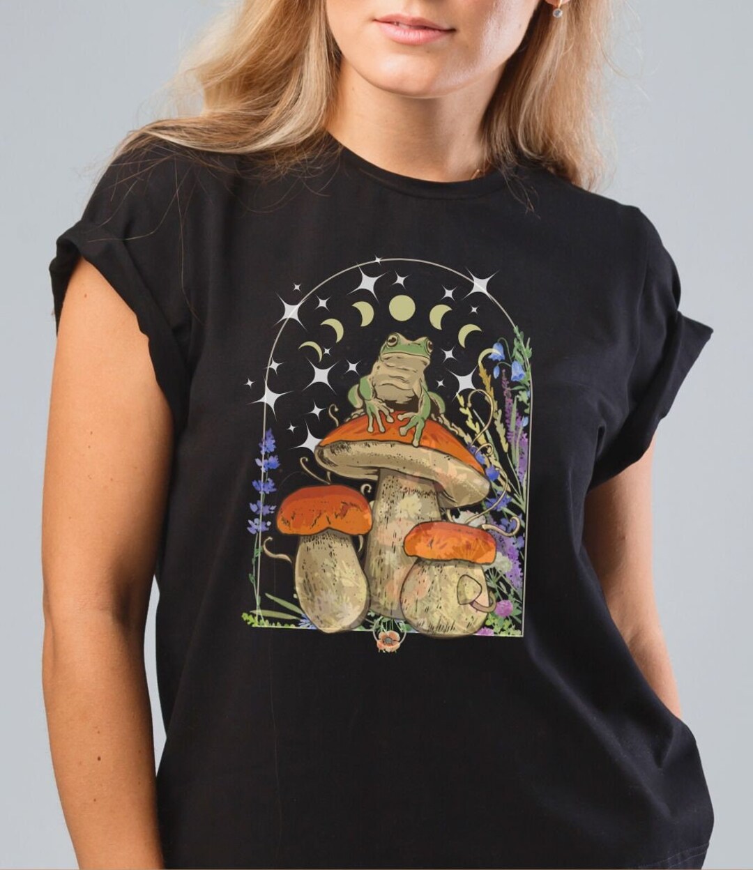 Cottagecore Frog Shirt, Cottage Core Clothes, Frog With Mushroom, Frog ...