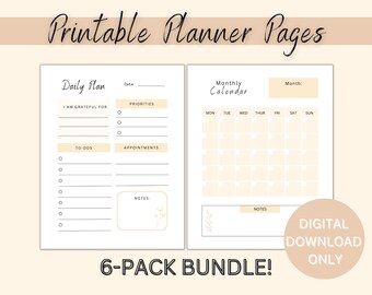 Floral Printable Planner Bundle, Digital Daily Planner Undated ...