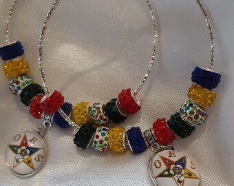 Vintage Order of the Eastern Star Screw Back Rhinestone Earrings Silver ...