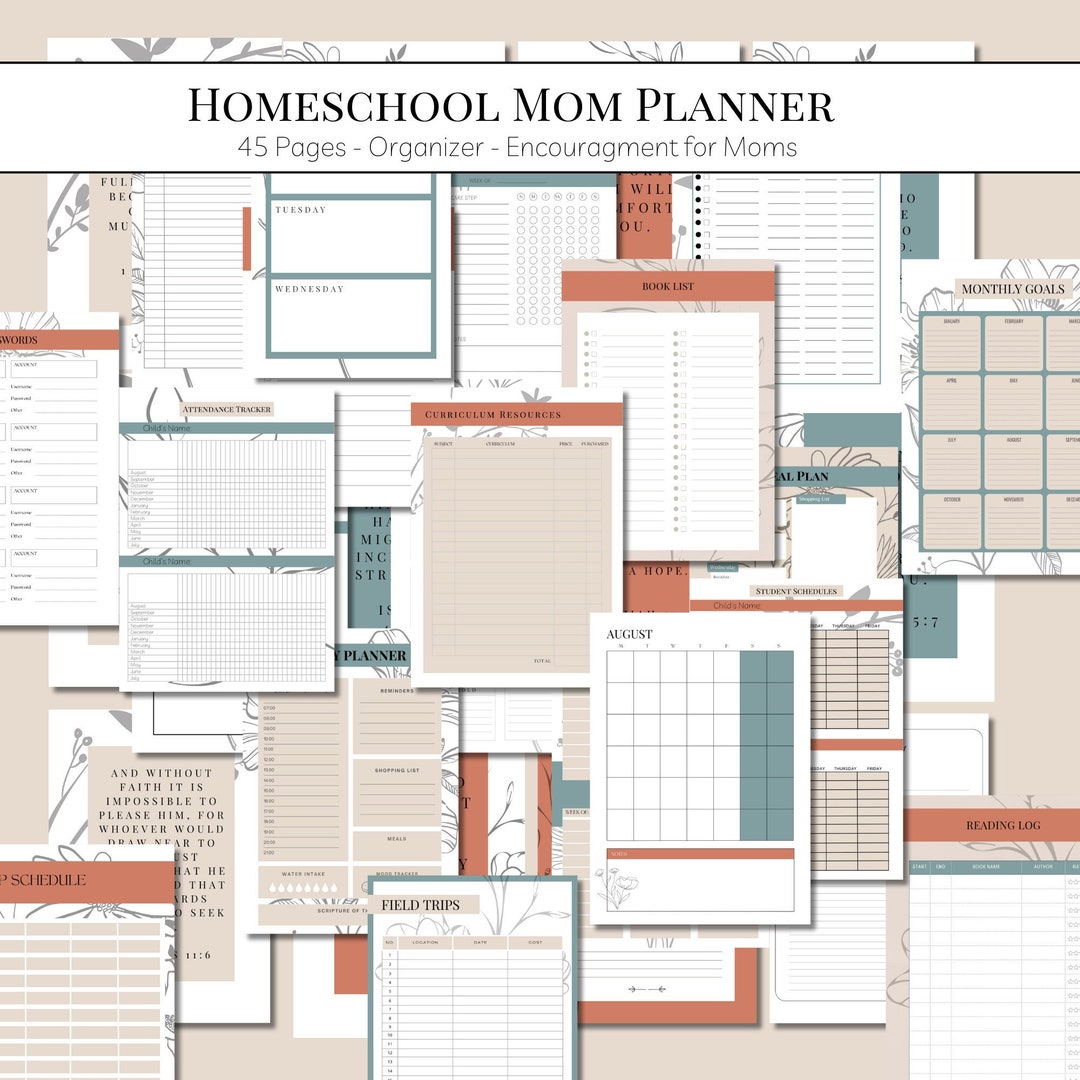 Homeschool Mom Planner -attendance Tracker -schedule -book List ...