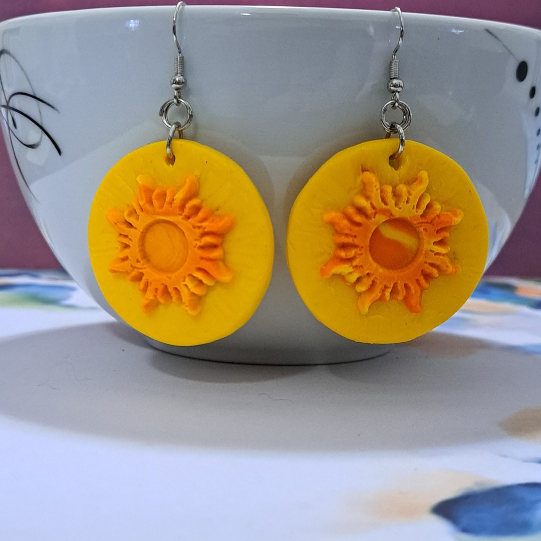 Sun Earrings, Colorful Sun Earrings, Clay Sun Earrings, Big Star ...