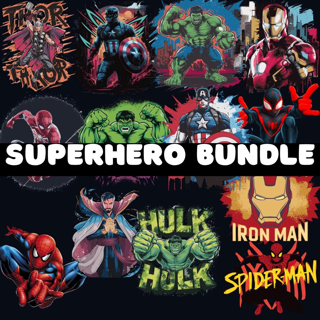 60 Superhero-bundle-png Svg-sublimation Design Download DTG Printing ...