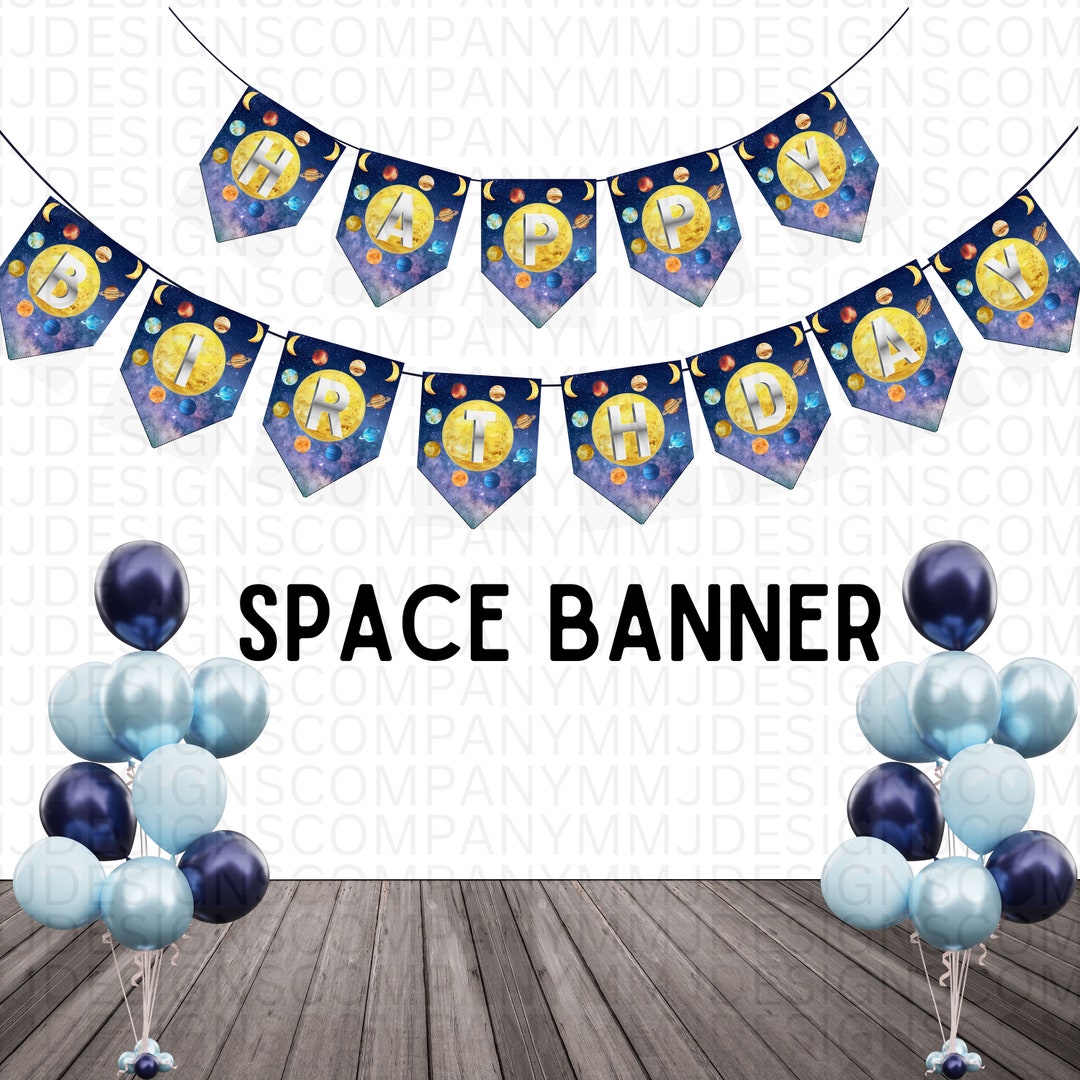Space Theme Birthday Banner Galaxy Birthday Banner Planet Birthday ...