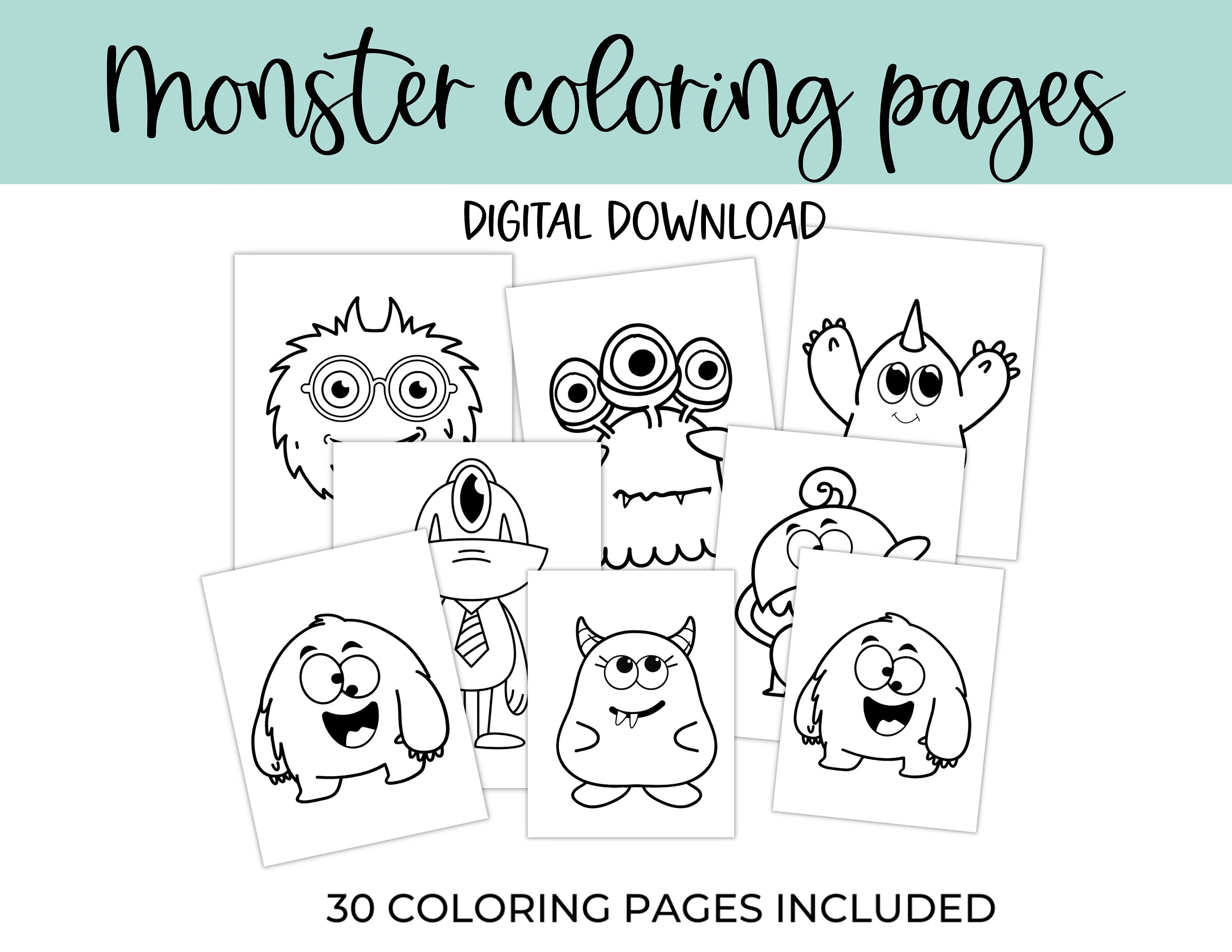 MONSTER Coloring Pages- 30 Printable Pages - Etsy