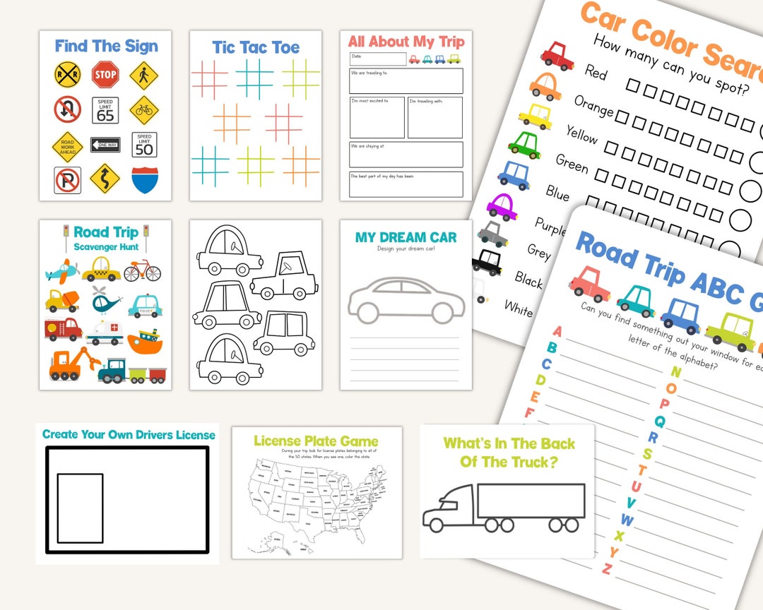 Road Trip Activity Printable/road Trip Games/road Trip Coloring Page - Etsy