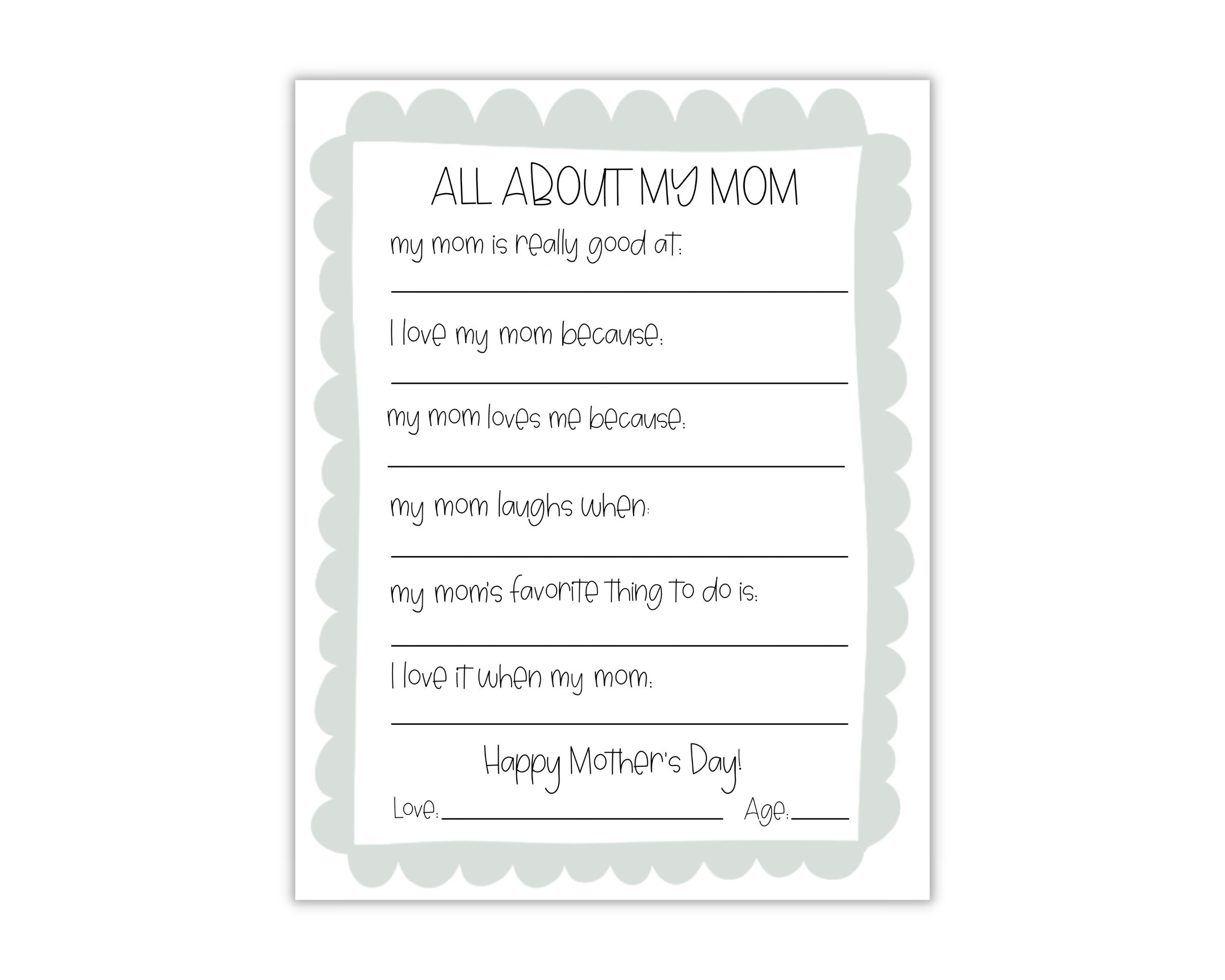 Mother’s Day Questionnaire Printable Bundle /all About My Mom - Etsy