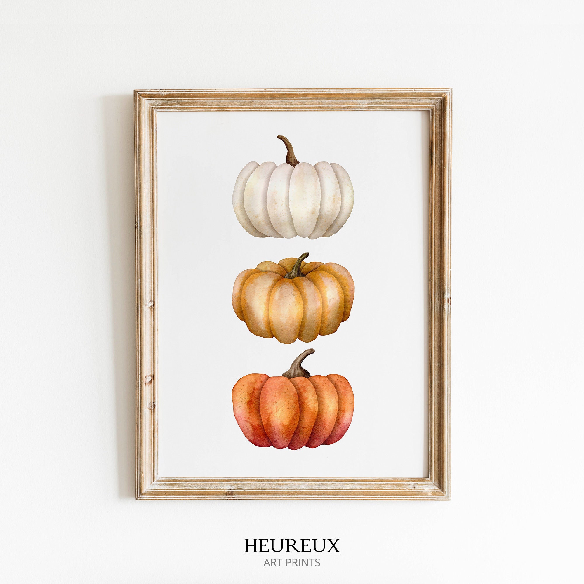Set of 3 Orange Hello Fall Printable Wall Art, Watercolor Pumpkin Fall ...