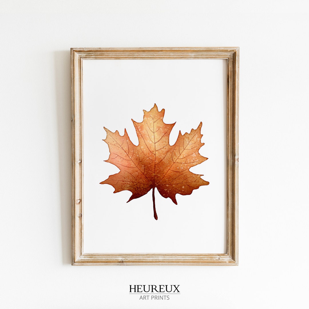 Watercolor Autumn Leaf Wall Art Prints, Rustic Fall Wall Decor Leaf ...