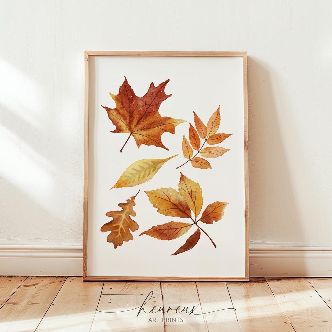 Fall Leaves Print, Autumn Printable Wall Art, Farmhouse Decor, Warm ...