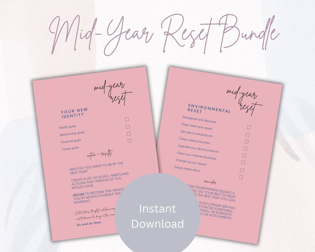 Mid Year Reset Bundle | 2023 2024 | Goal Checklist | Selfcare Planner | Daily Planner | Weekly ...