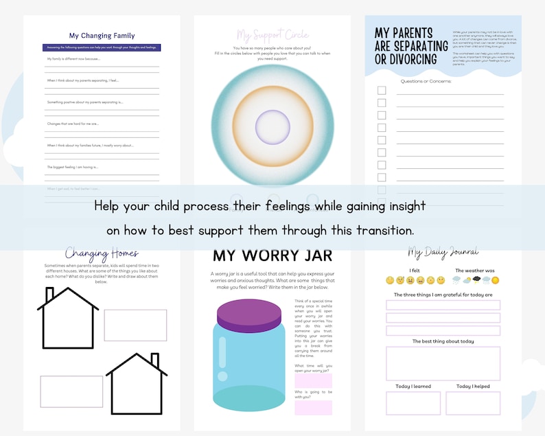Childrens Divorce Coping Worksheets Separation Journal Coping Skills ...