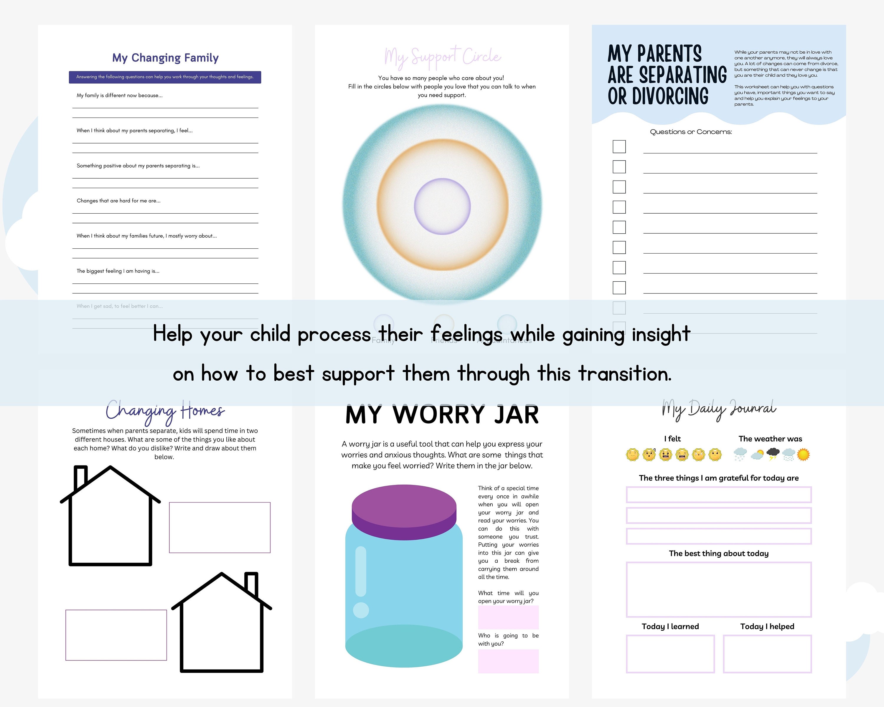 Childrens Divorce Coping Worksheets Separation Journal Coping Skills ...
