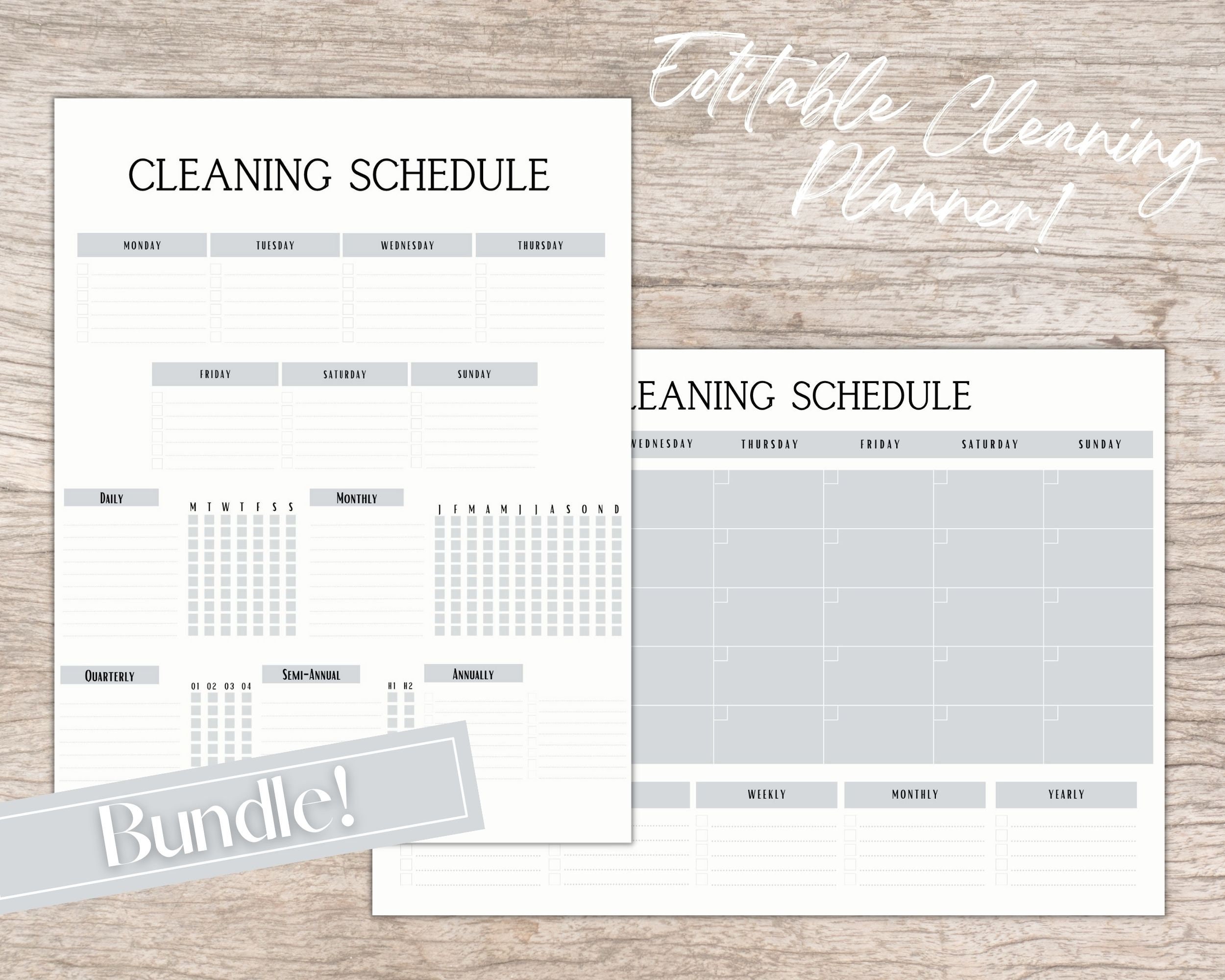 EDITABLE Cleaning Planner, Cleaning Schedule, EDITABLE Cleaning ...