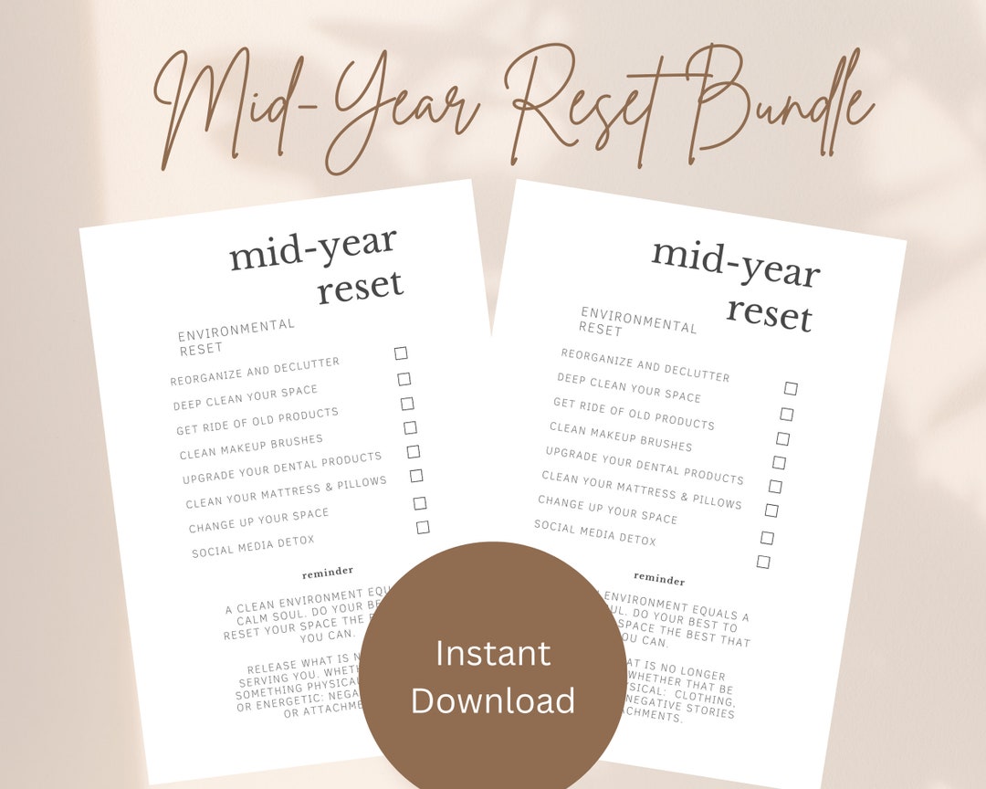 Mid Year Reset Bundle 2023 2024 Goal Checklist Selfcare Planner Daily Planner Weekly Planner ...