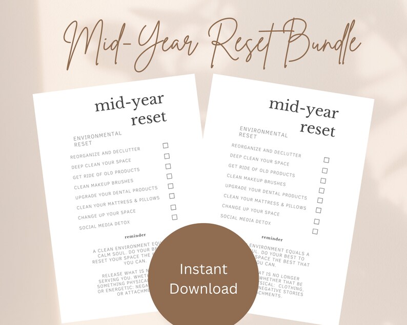 Mid Year Reset Bundle 2023 2024 Goal Checklist Selfcare Planner Daily ...