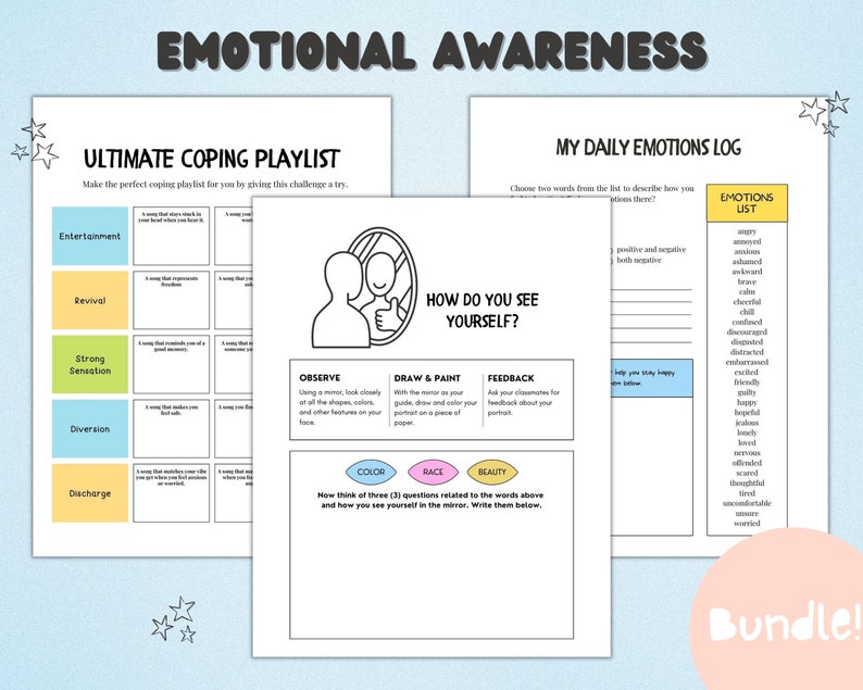 Kids Coping Skills Work Sheets Bundle Teacher Resource Kit - Etsy