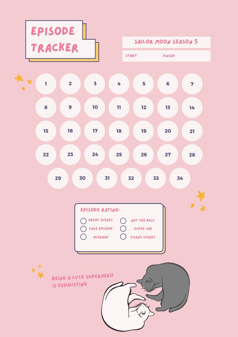 CUSTOM Sailor Moon Episode Tracker Bundle With Chronological - Etsy