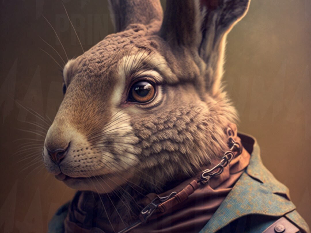 Hare Animal Wall Print Decor Pets Dressed as Humans HAPP-209 Poster - Etsy