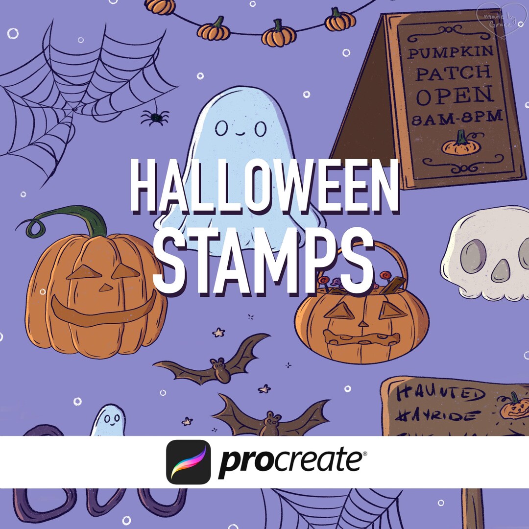 30 Halloween Stamps, Procreate Holiday Stamps, Procreate Brush Set ...