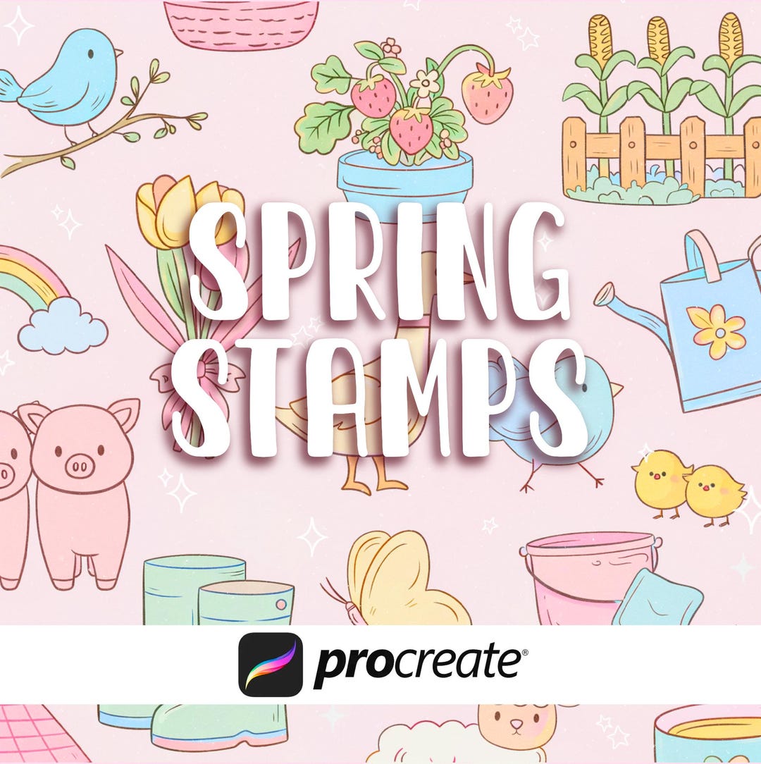 30 Spring Stamps, Digital Procreate Spring Stamps, Procreate Brush Set ...