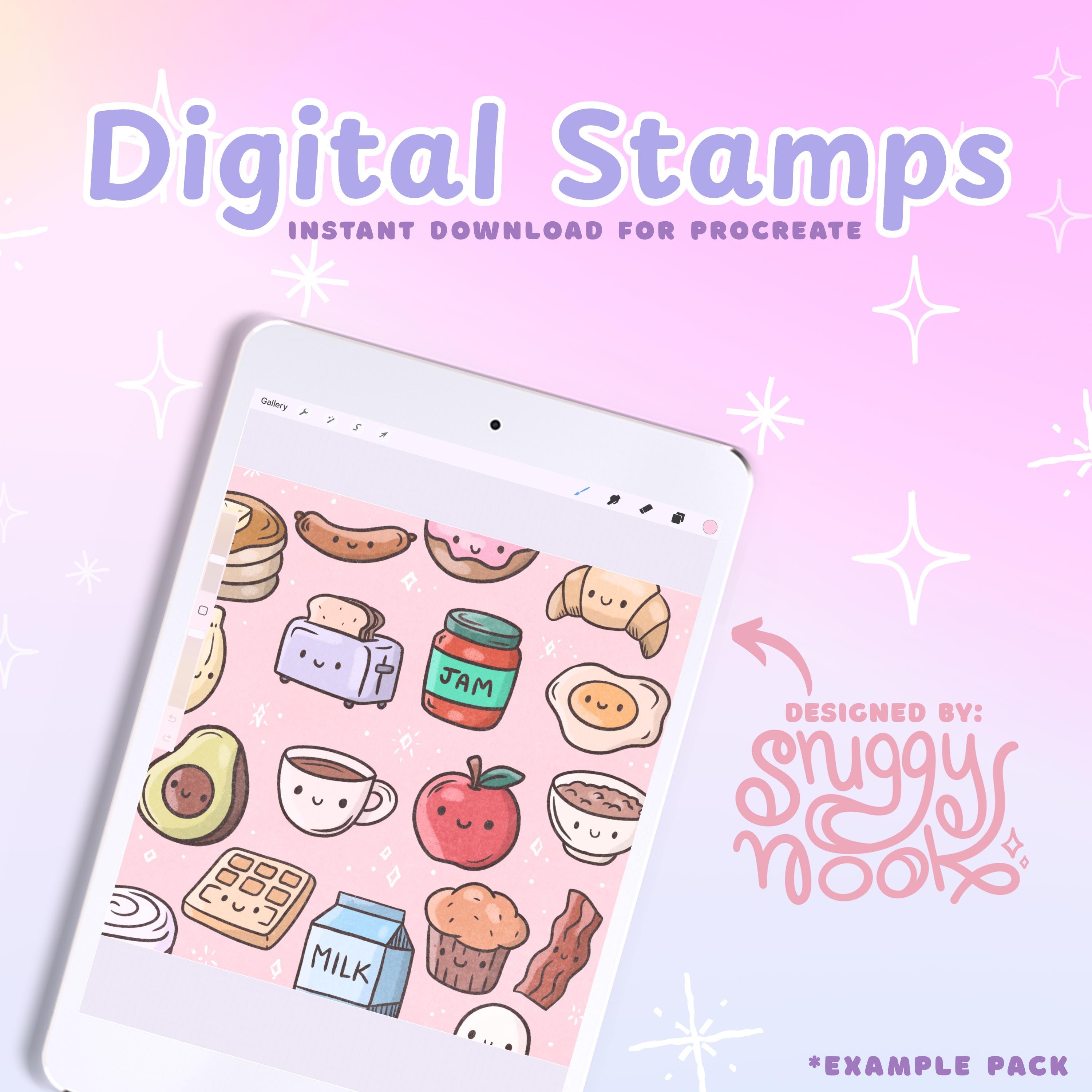 46 Cozy Cafe Stamps, Digital Procreate Cafe Stamps, Procreate Brush Set ...