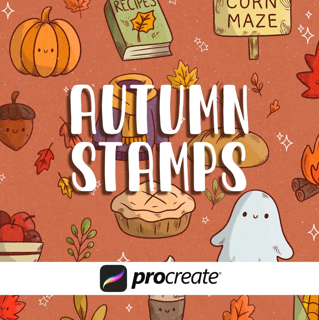 33 Autumn Stamps, Digital Procreate Fall Stamps, Procreate Brush Set ...
